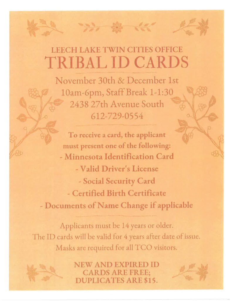 Tribal IDs- Twin Cities Office - Leech Lake News
