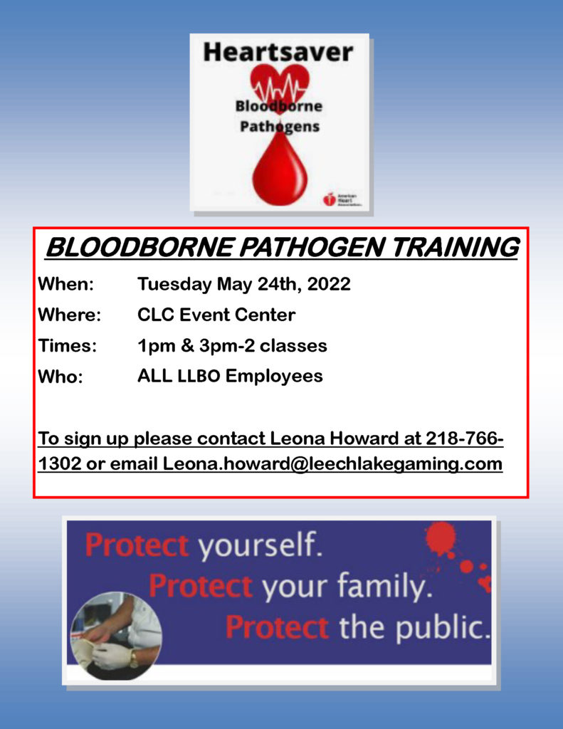 Bloodborne Pathogen Training- LLBO Employees - Leech Lake News